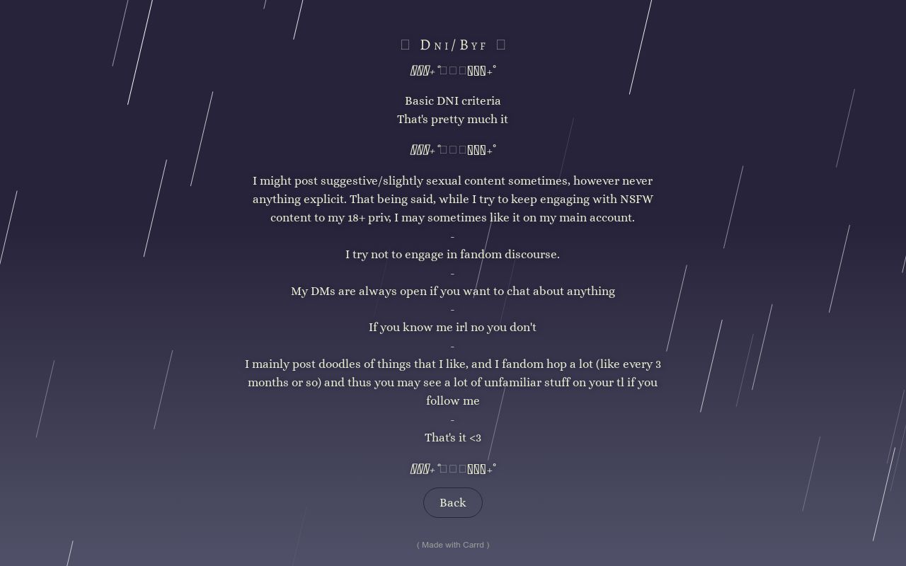 roy / ray 's carrd 🌟 - dni/byf